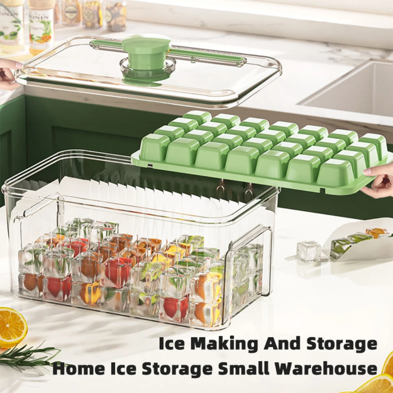 Ice Storage Box: Press-Type Tray for Effortless Ice Making
