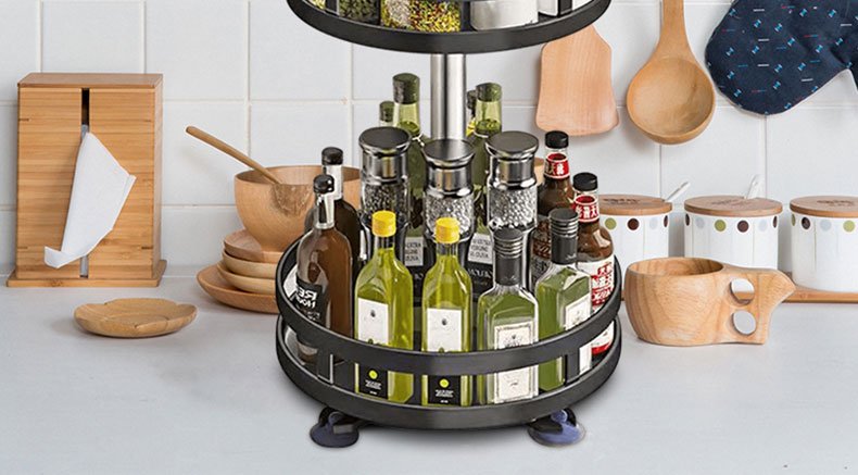 Rotating spice rack maximize cabinet space 360° Rotating...