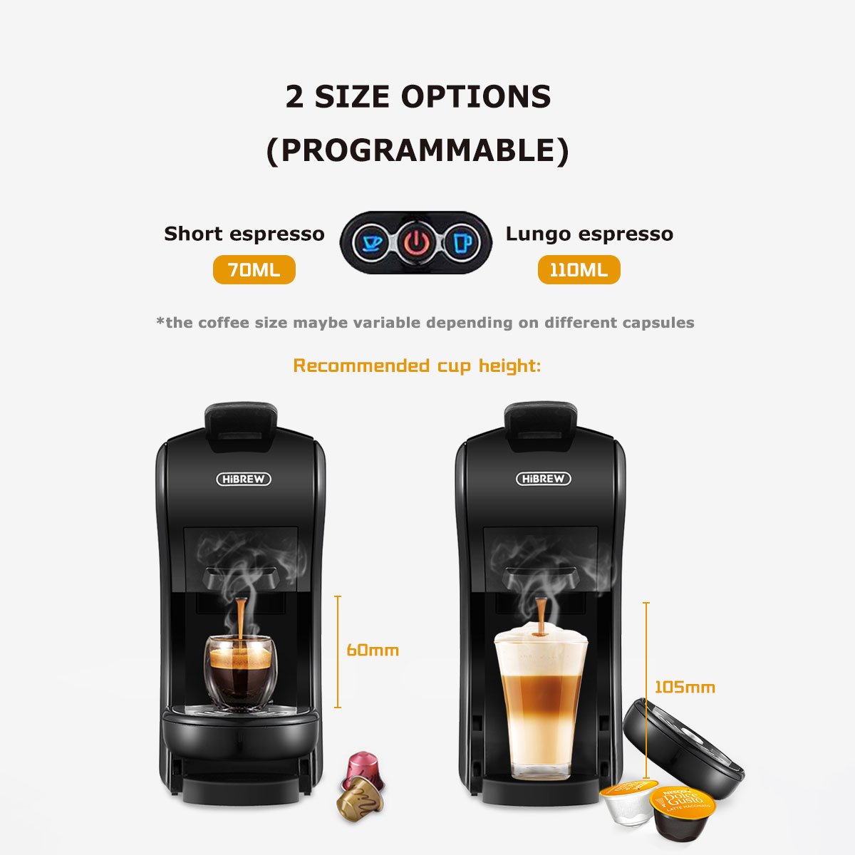 Capsule Coffee Machine (19-Bar) HiBREW Brand Your Perfect Br...