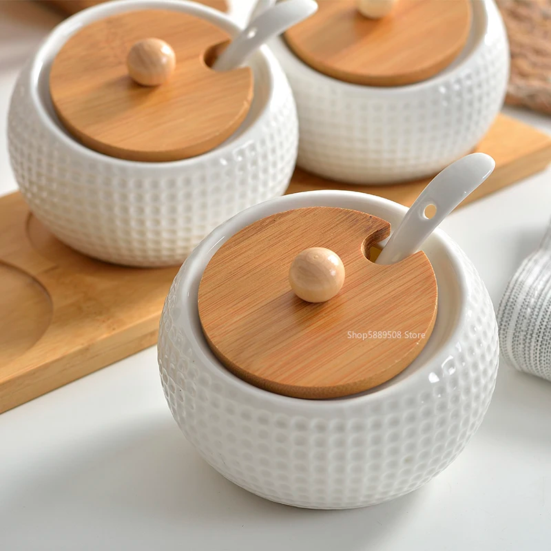 Ceramic Condiment Set with Golf Seasoning Bottle