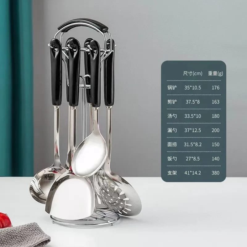 Stainless Steel Soup Spoon Set | 7-Piece with Ceramic Handles